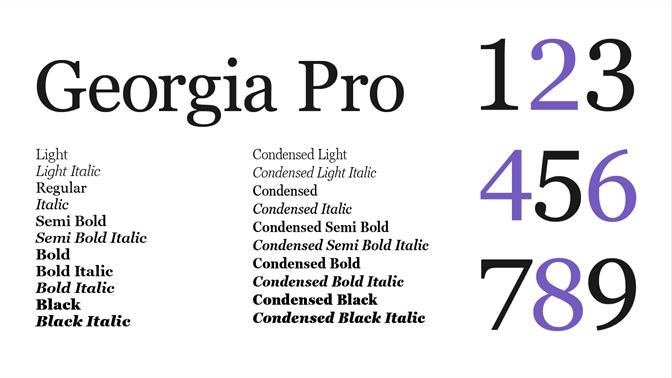 Download trọn bộ font Georgia Pro (20 font)