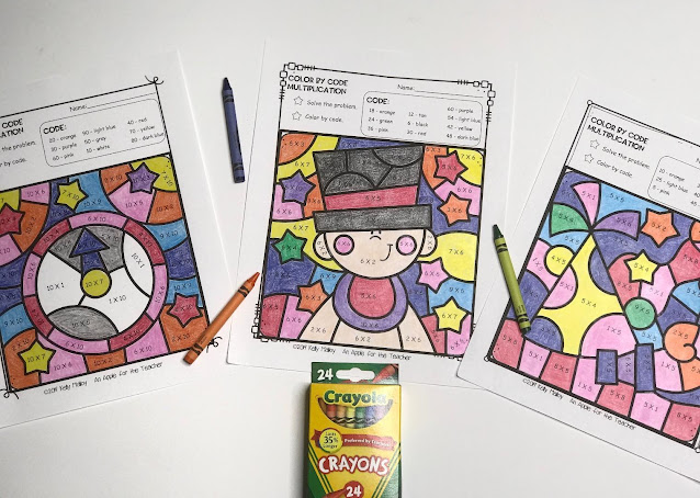 An Apple For The Teacher: New Years Color By Number Worksheets