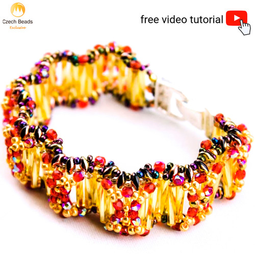 Wavy 3D Beaded Bracelet Tutorial Uses Bugle Beads / The Beading Gem
