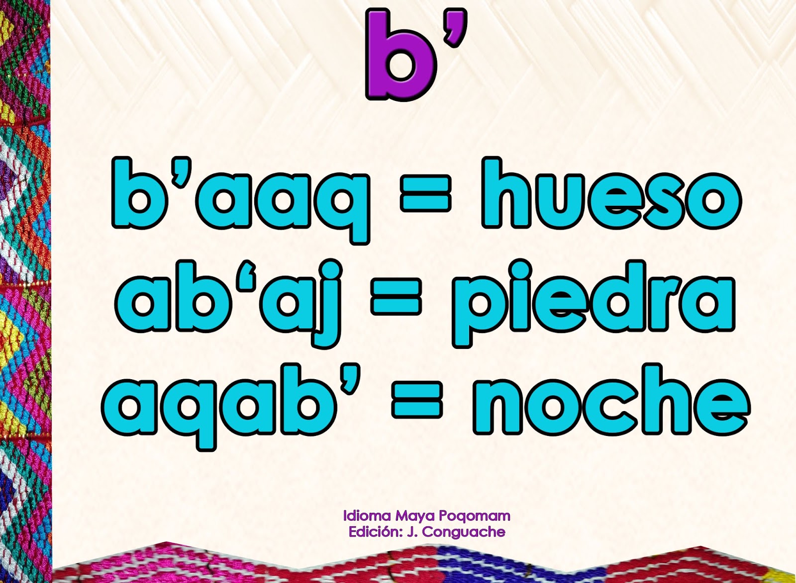 APRENDIZAJE DEL IDIOMA MAYA POQOMAM: ALFABETO POQOMAM