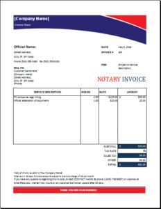 Notary Invoice Template - Invoice Template