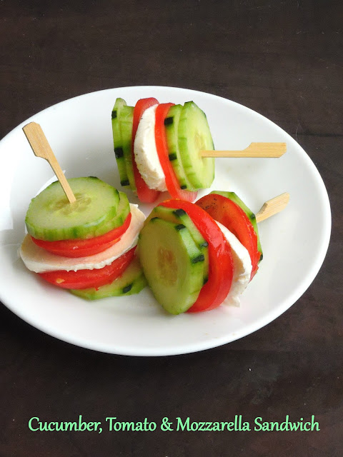 Priya's Versatile Recipes: Cucumber, Tomato & Mozzarella Sandwich