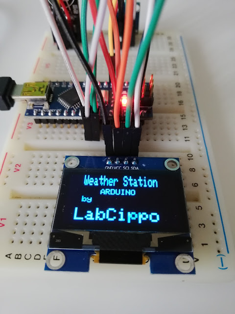 Arduino+DHT11+BMP180+Oled display i2c sh1106 con schermate che si alternano