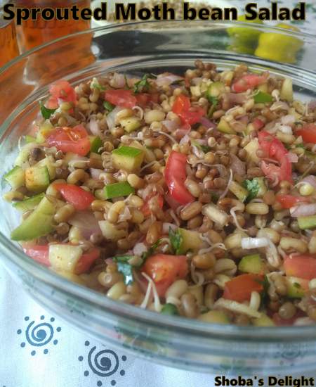 Shoba's Delight: Sprouted Matki or Moth Beans Salad