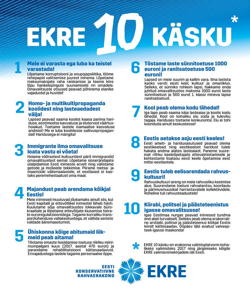 Rahvuslane: EKRE 10 KÄSKU