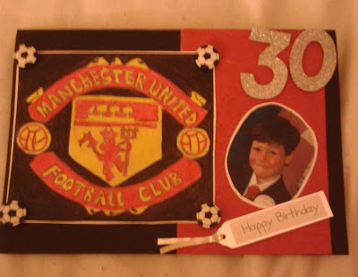 Helena ag Cniotail: Handmade Manchester United Birthday Card