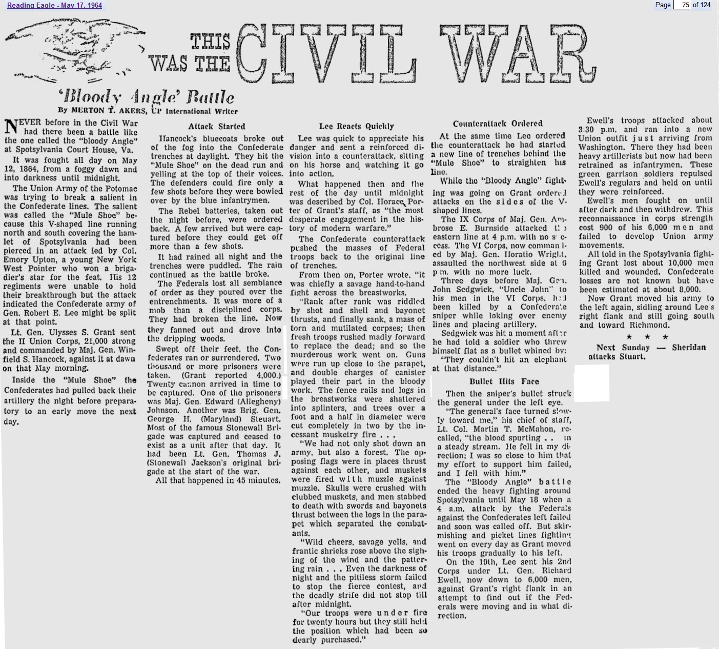 my military history research interests: CivilWarCentennial-newspaper ...