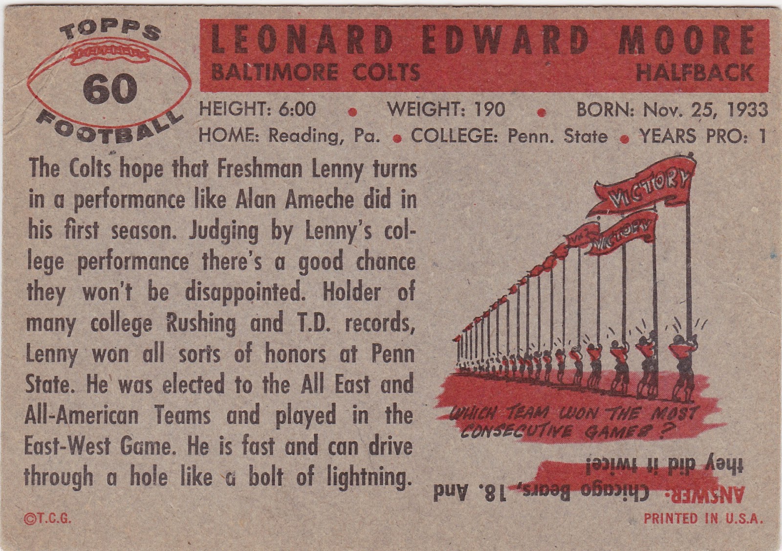 The Five Tool Collector: Baltimore Colts Card History Pt. 2... the late ...