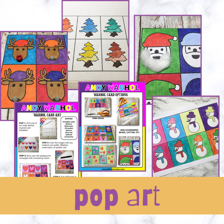 Santa pop art for kids - Messy Little Monster