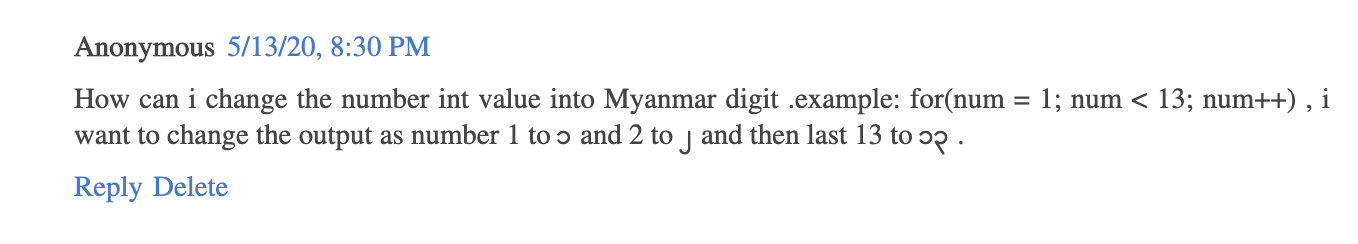 Myanmar Java User: Number to Myanmar Digit