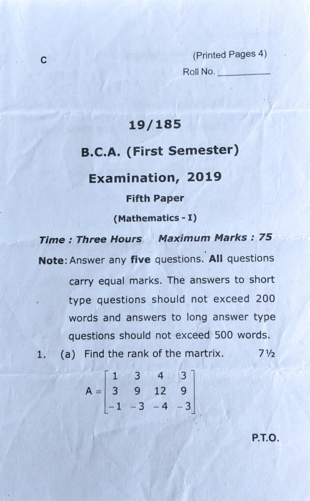 MGKVP BCA QUESTION PAPERS 2019 ( I III V ) SEM