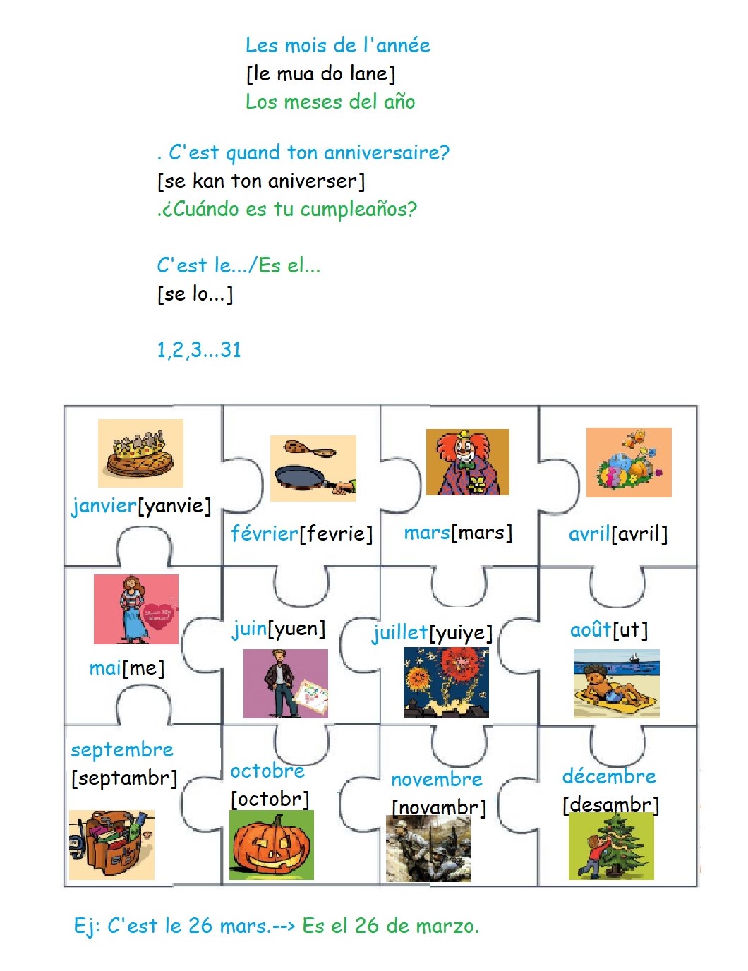 Le français "Oh là là!": Unité 1: les jours de la semaine et les mois ...