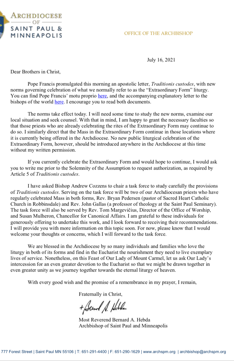 A Priest Life ((((,,)))): Letter from Archbishop Hebda of Saint Paul ...