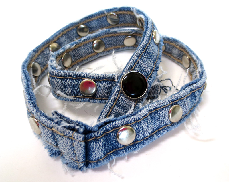 More bracelets made of blue jean seams