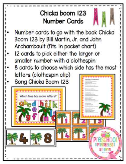 Chicka Boom 123 Number Cards ~ Preschool Printables