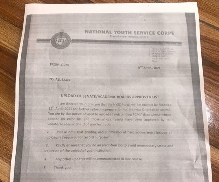 NYSC To Open Portal For 2021 Batch A Stream 2 Upload nysc-to-open-portal-for-2021-batch-a-stream-2-upload