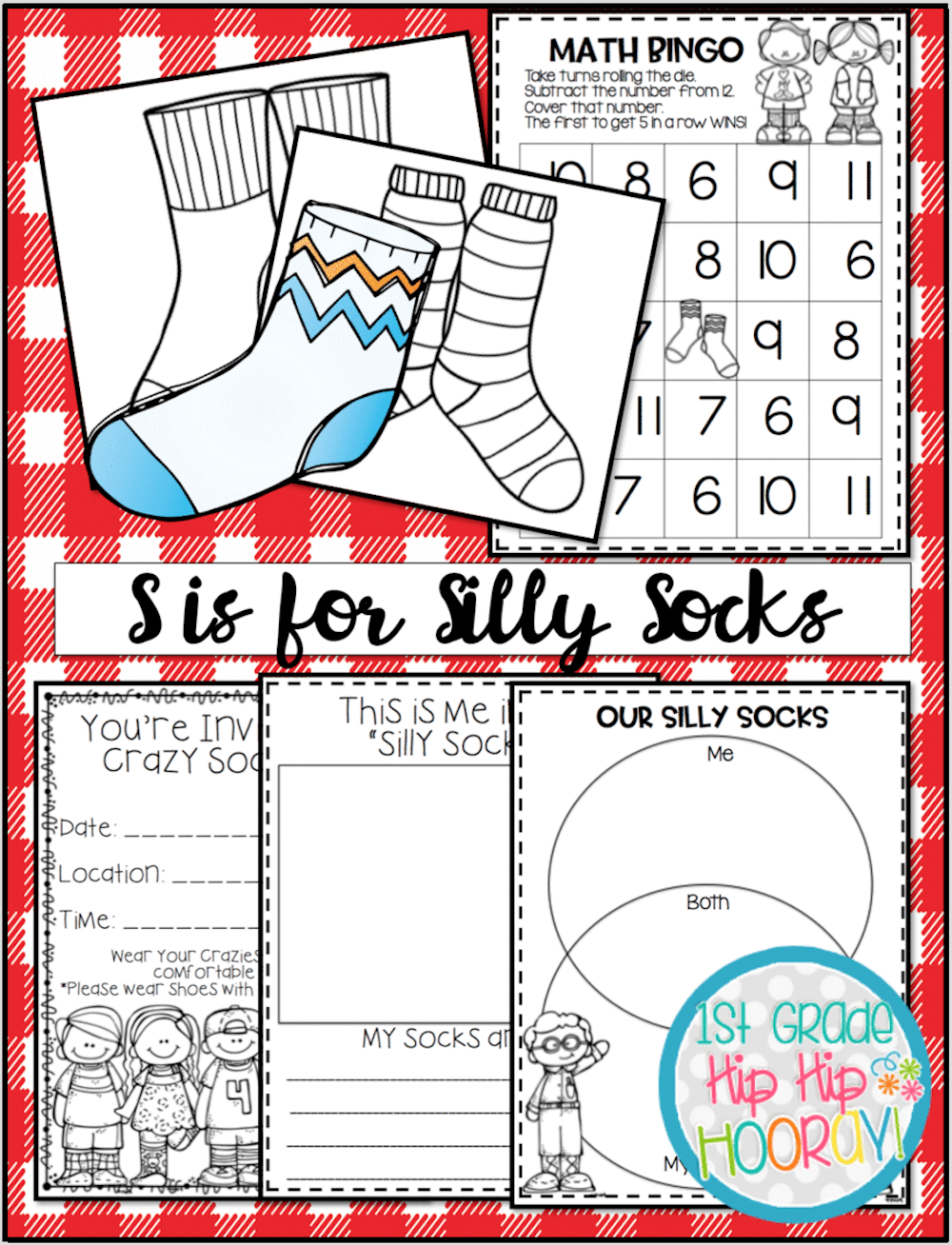 1st Grade Hip Hip Hooray!: Silly Sock Day!...Paper Pencil or Distance ...