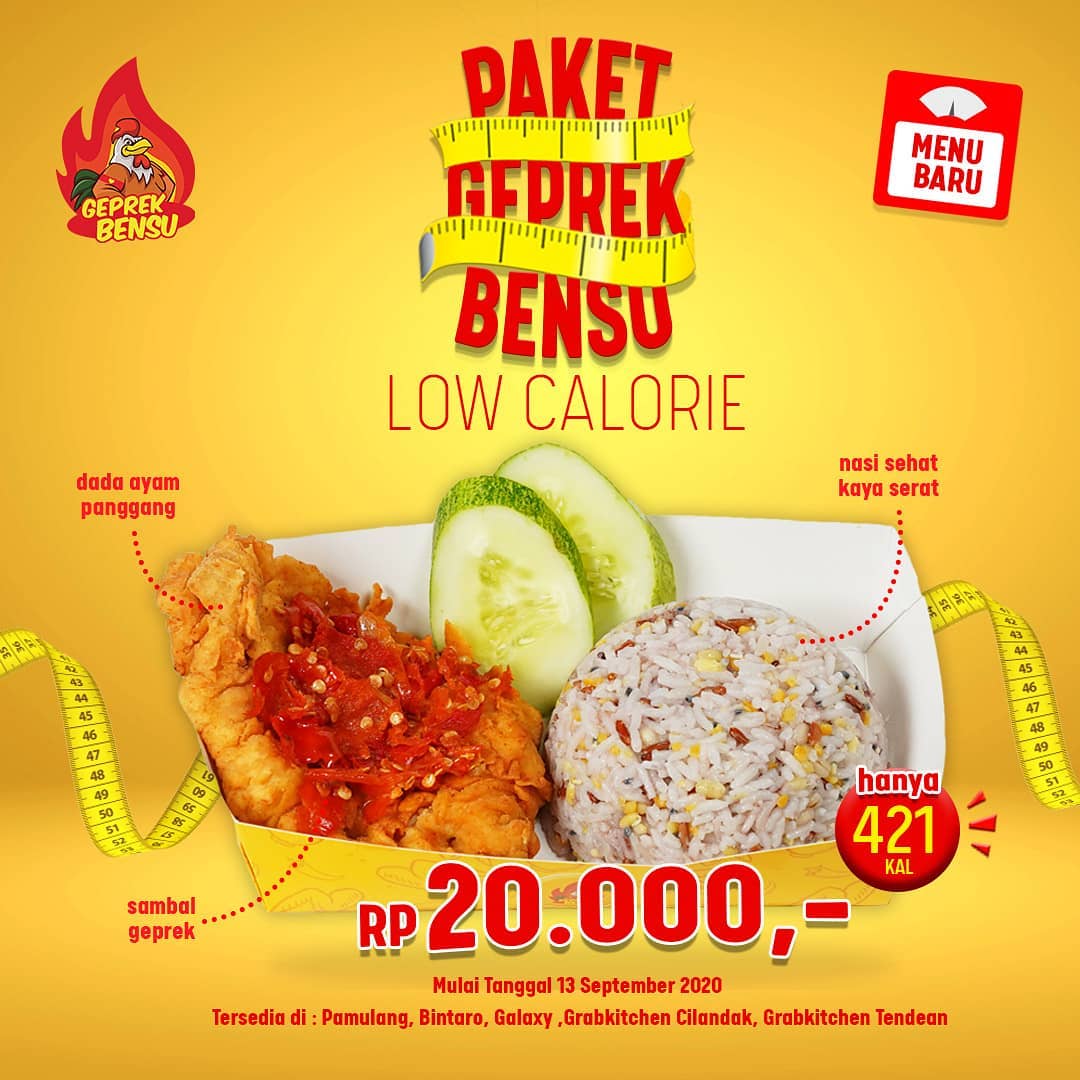 Geprek Bensu Menu Baru Paket Low Calorie Harga Cuma Rp 20.000,- - scanharga