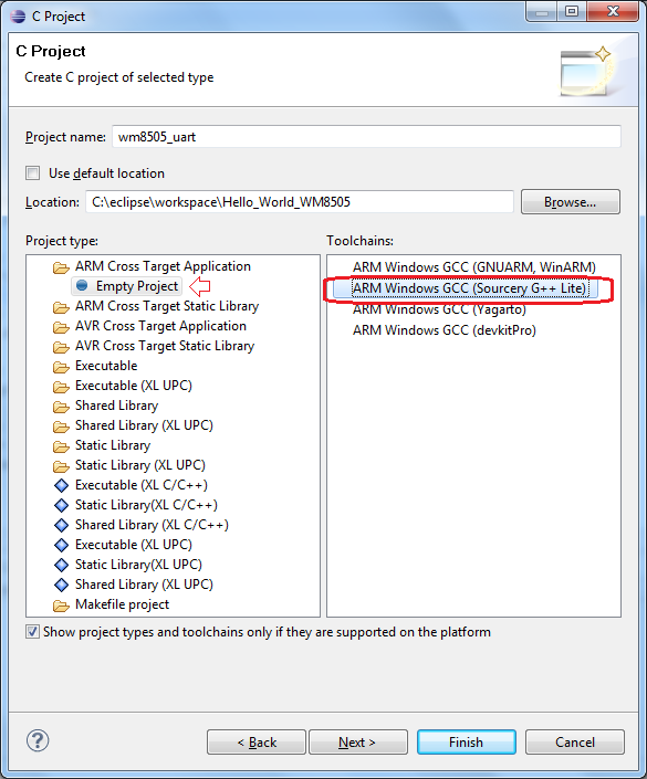 -Select target processor (WM8505 is a ARM926EJ-S processor)