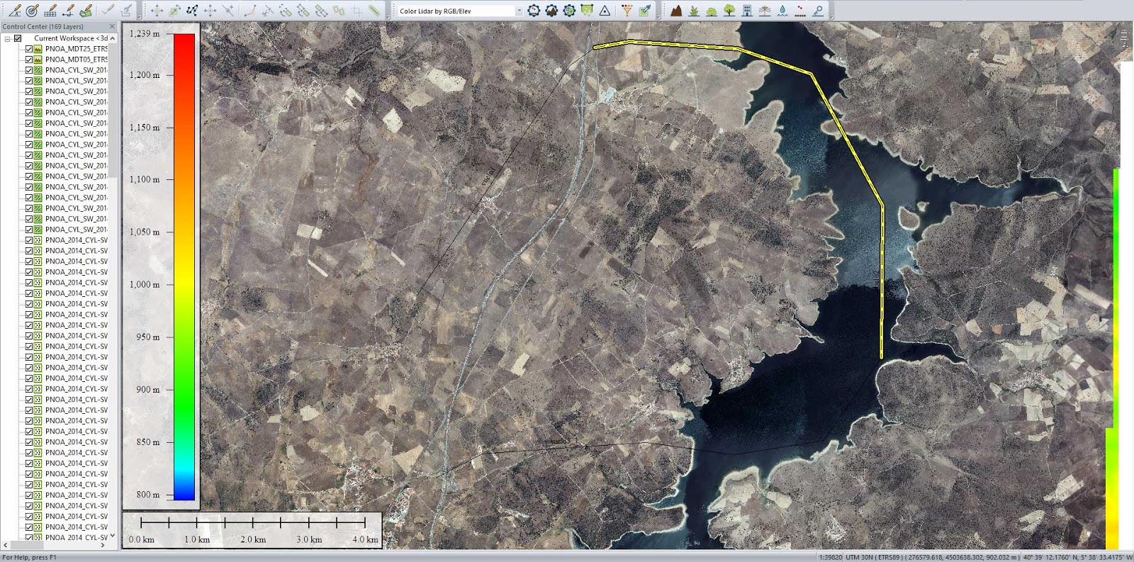 Simulación de vuelo de la zona de Montejo y Guijuelo con LIDAR y PNOA ...
