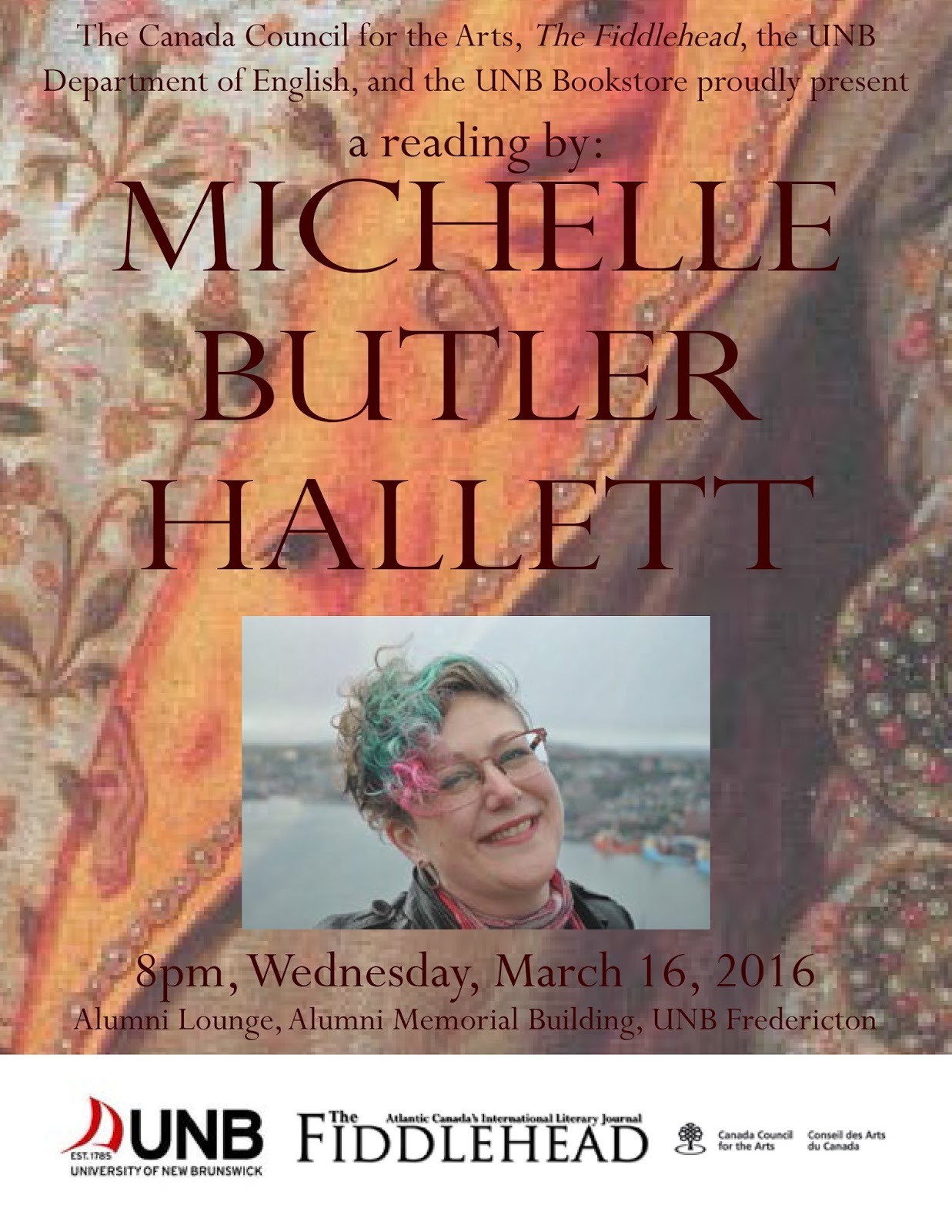 The Fiddlehead Blog: UNB Reading Series Presents Michelle Butler Hallett