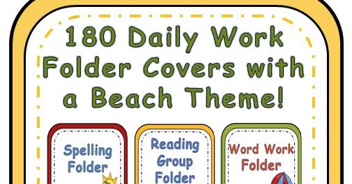 Elementary Work Folders / Daily Folders Covers ~ Beach Theme ~ 180 ...