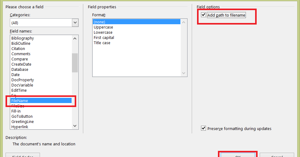 Helpful Hints: Microsoft Word - Insert the File Path to the Footer