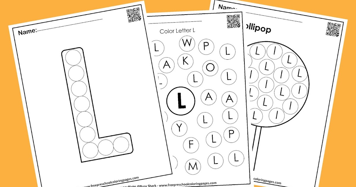 Letter L "10 free Dot Markers coloring pages"