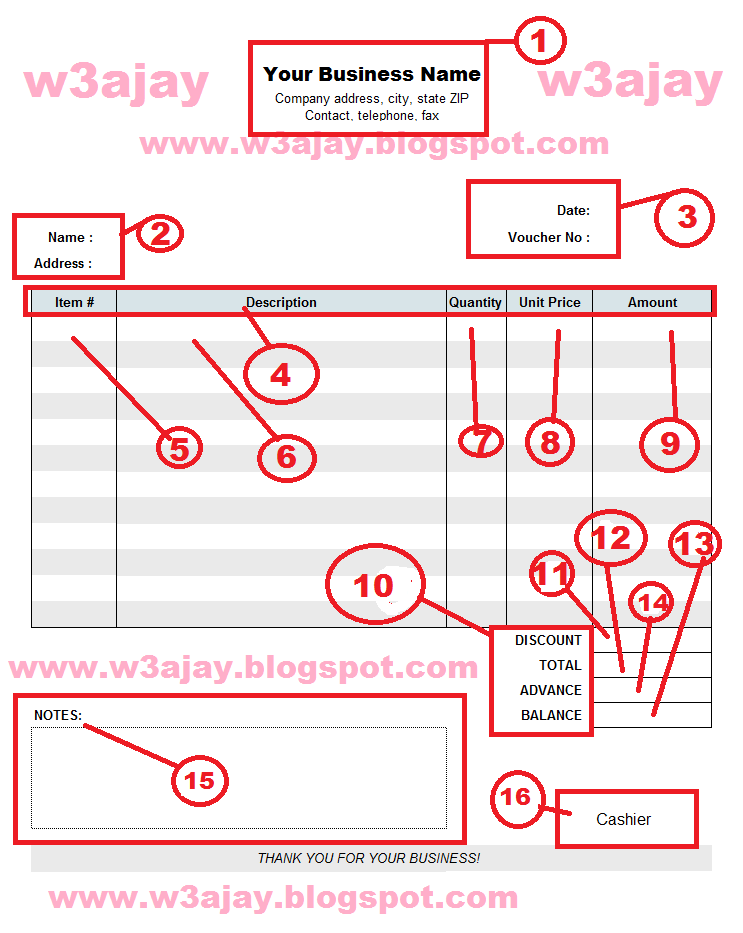 How to create bill or invoice - w3ajay