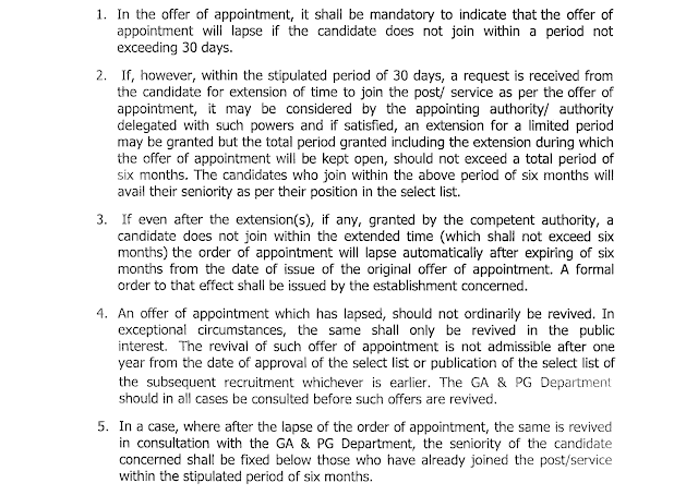 OSS TODAYS: Validity period of the offer of appointment and seniority