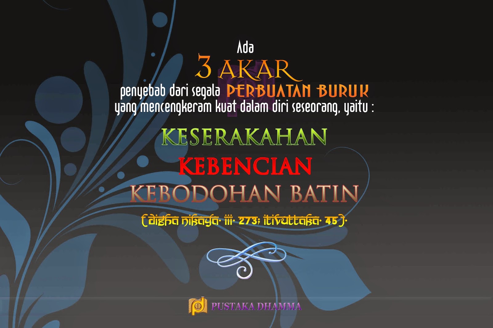 PUSTAKA DHAMMA: Sabda Sang Buddha (62) : 3 Akar Perbuatan Buruk