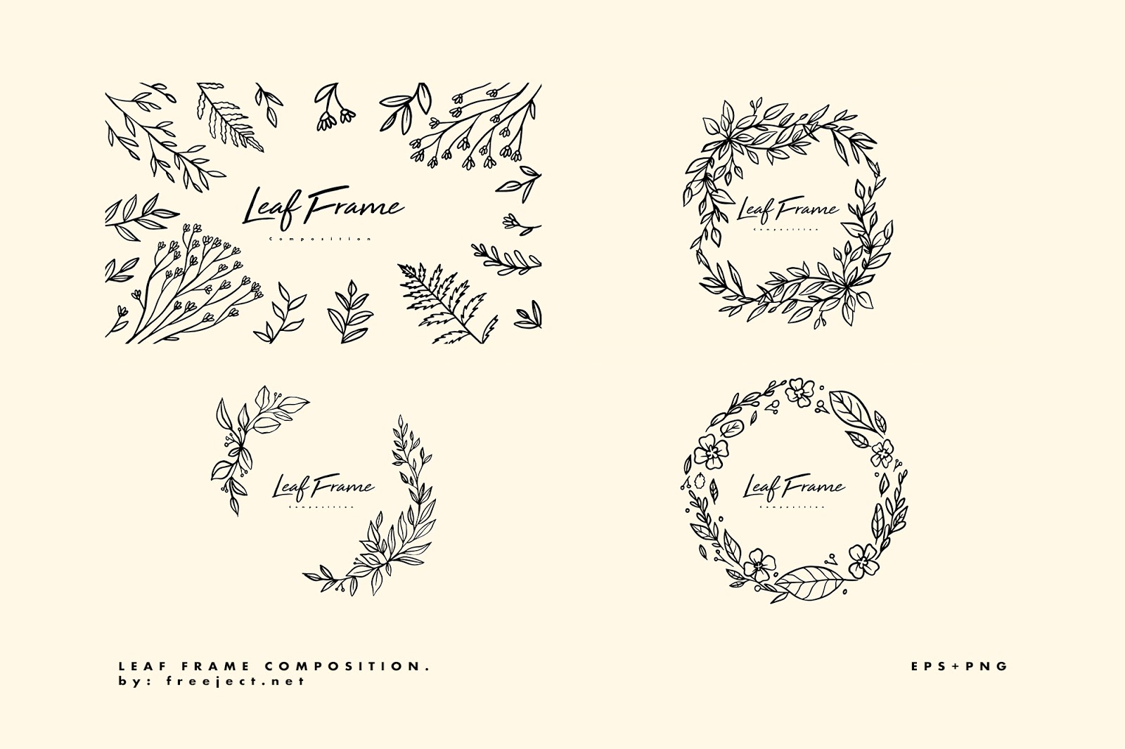Free Downoad Vector Leaf Frame Composition - EPS File