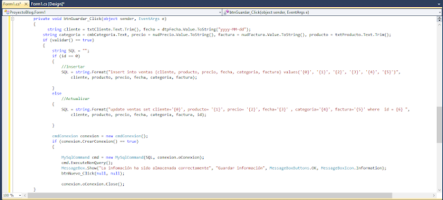 CRUD DE VENTAS: CRUD DE DATOS SOBRE VENTAS CON C# Y MYSQL