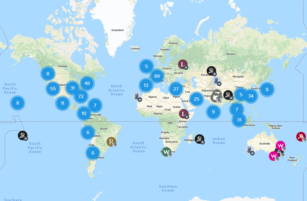 Ritz Carlton Location World Map