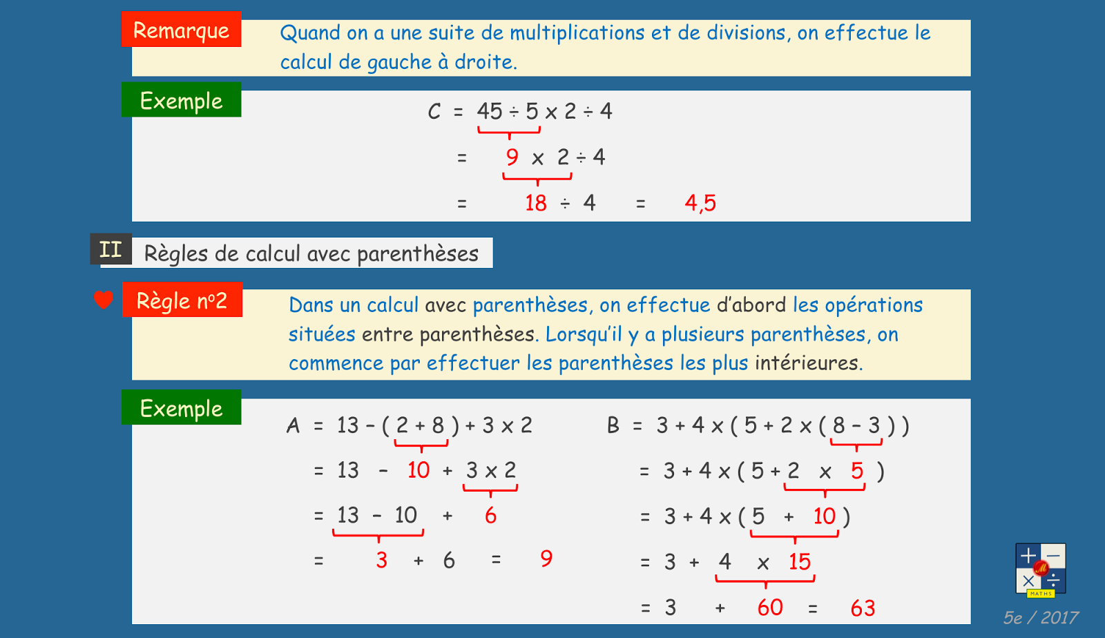 Cours de Maths / 5e 2017