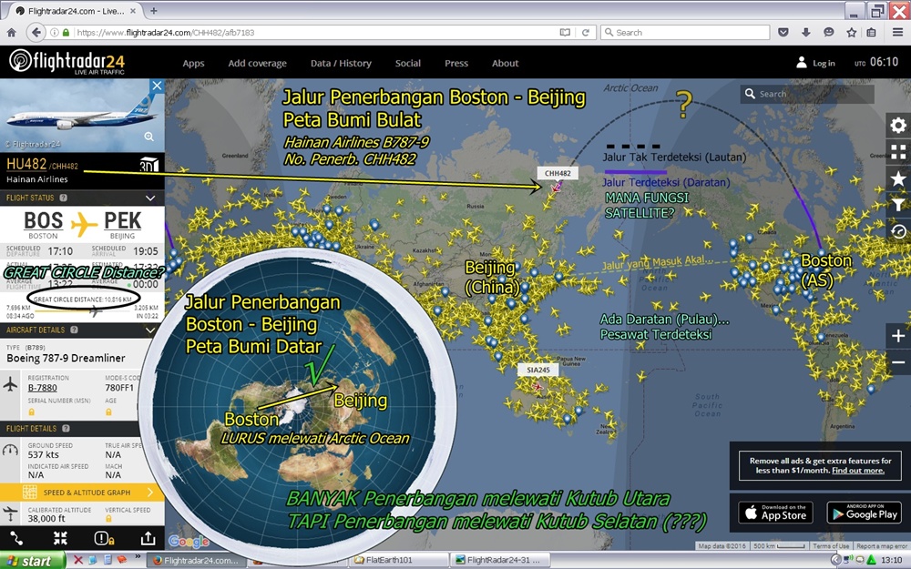 Bumi Datar?: FlightRadar24 & Satellite