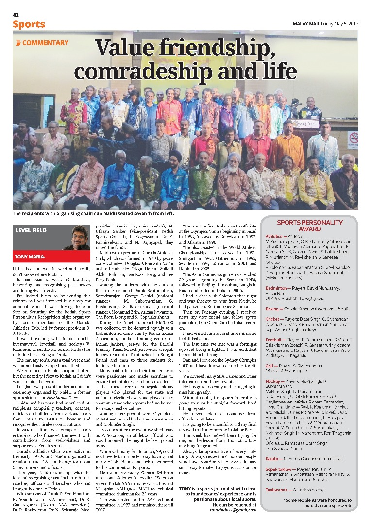 Level Field: VALUE FRIENDSHIP, COMRADESHIP AND LIFE