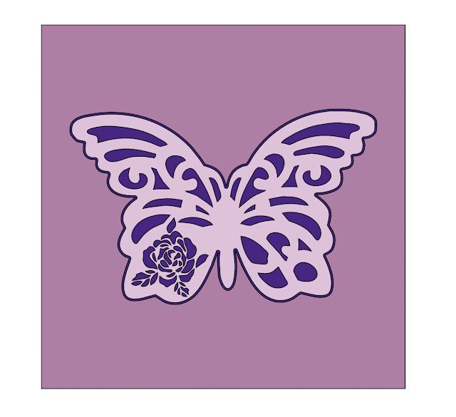 Crafting chaos: Inlaid rose butterfly design
