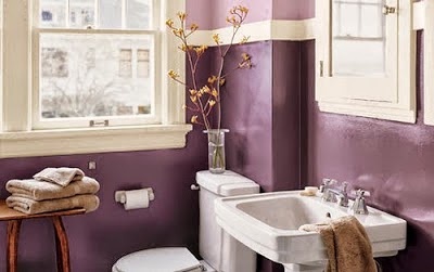 Diseños de baños en color morado - Colores en Casa