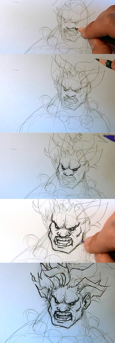 How to draw Akuma from Street fighter.