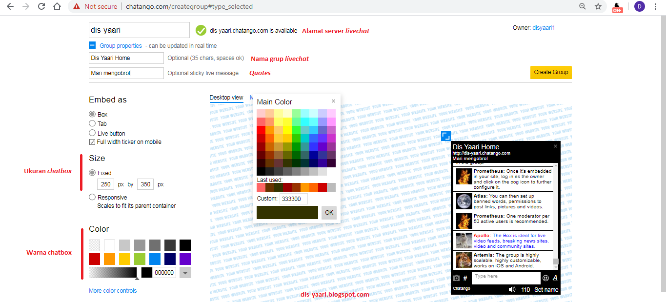 Cara Membuat Live Chat di Blog Menggunakan Chatango ~ Dis Yaari