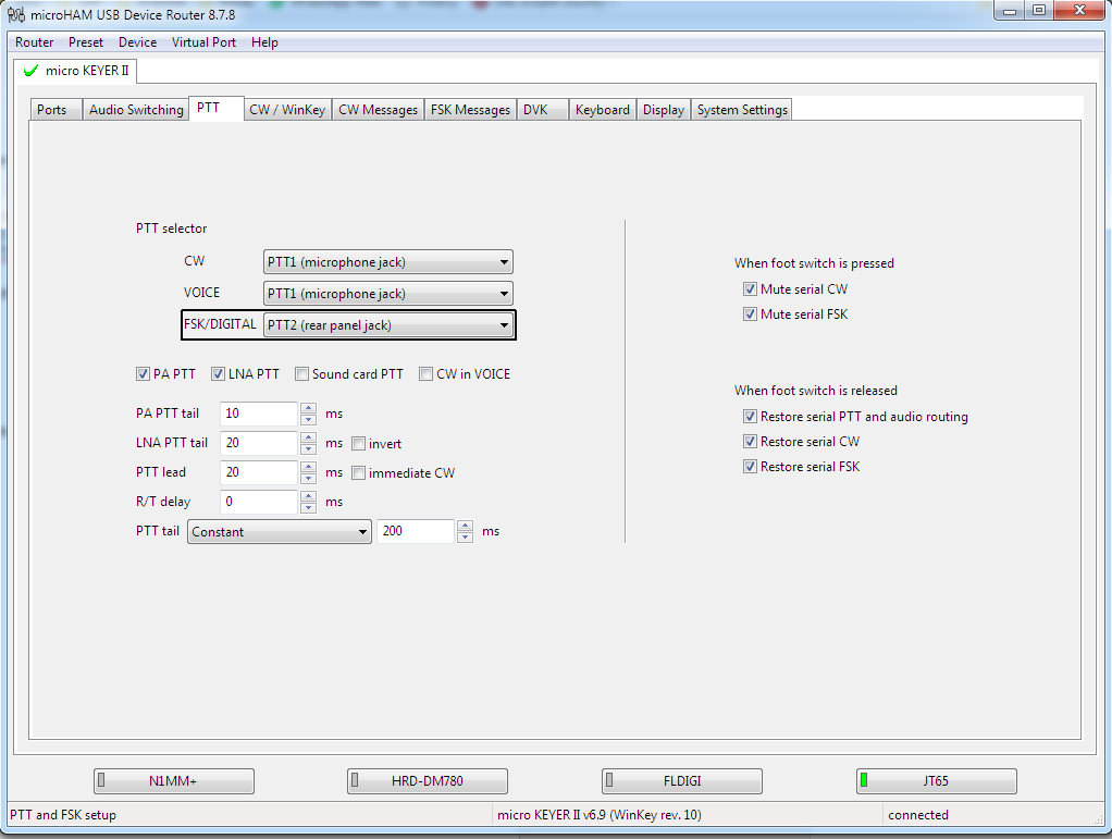 9M2TPT / N6HM / M0HIK: JT65-HF HB9HQX + Microkeyer II + TS-590SG