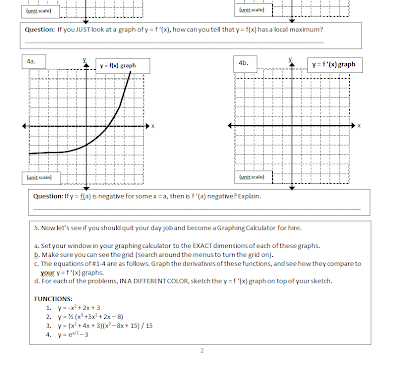 Math Teacher Mambo: Calculus: f and f ' graphs