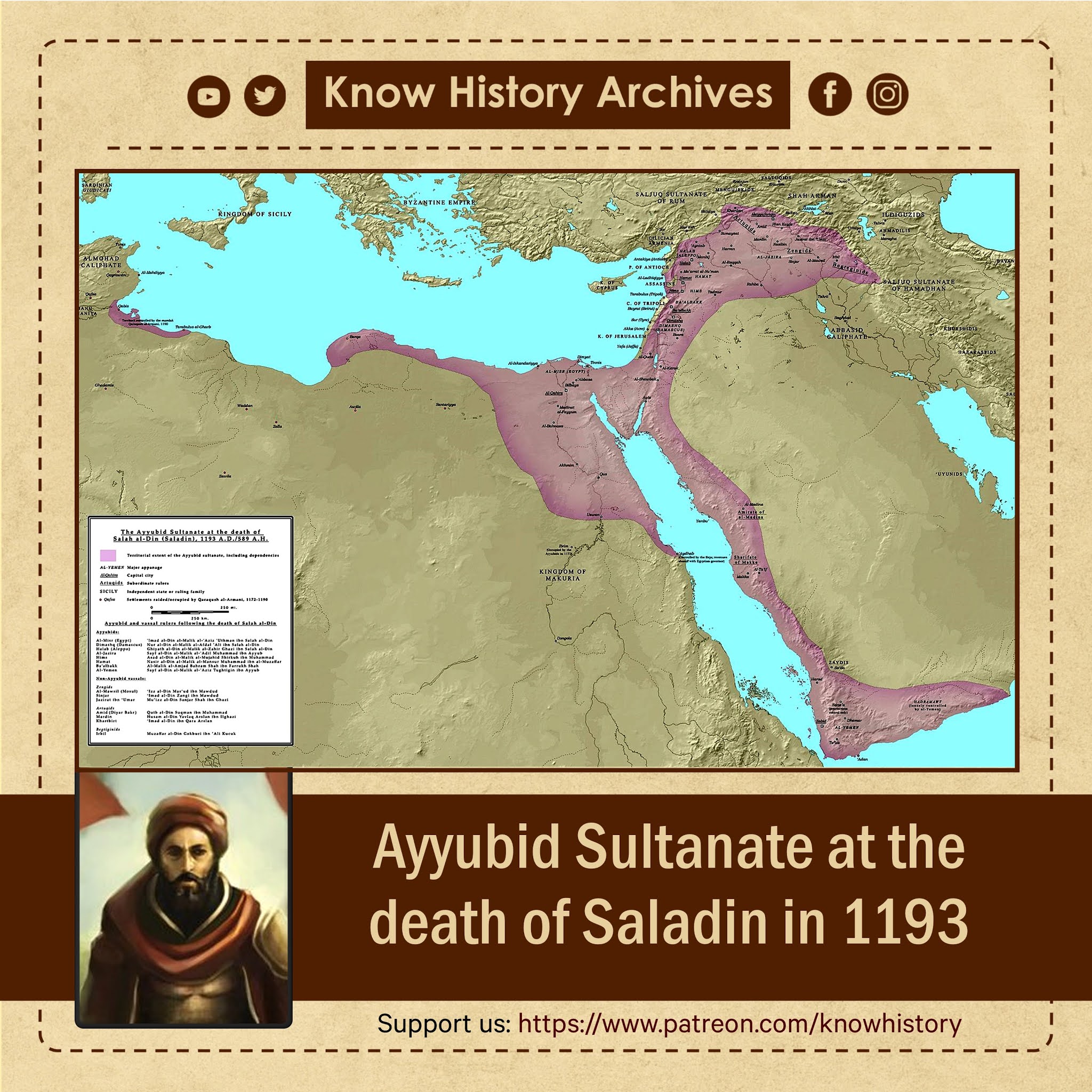 The Ayyubid Empire in 1193.