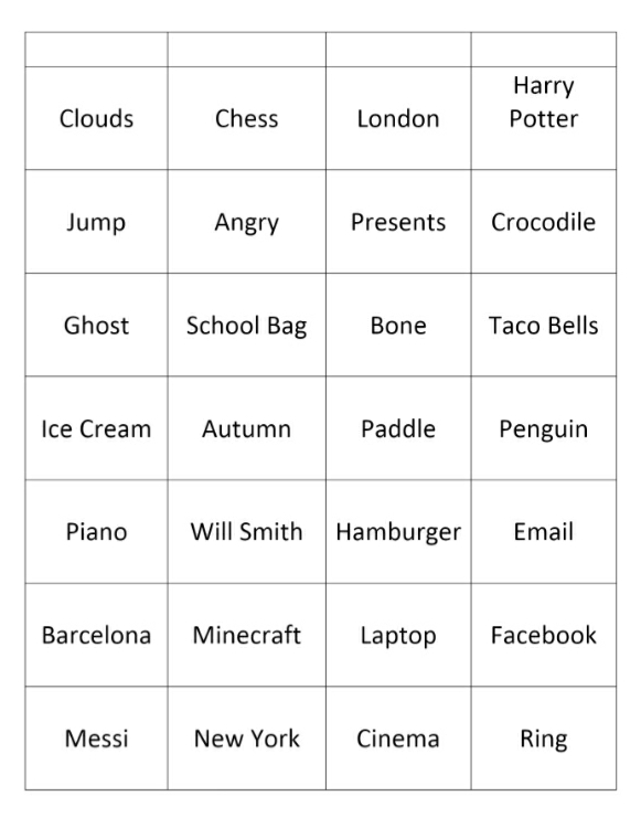 Taboo Game Words List