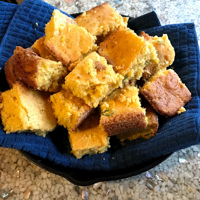 Cheesy Serrano Pepper Honey Cornbread
