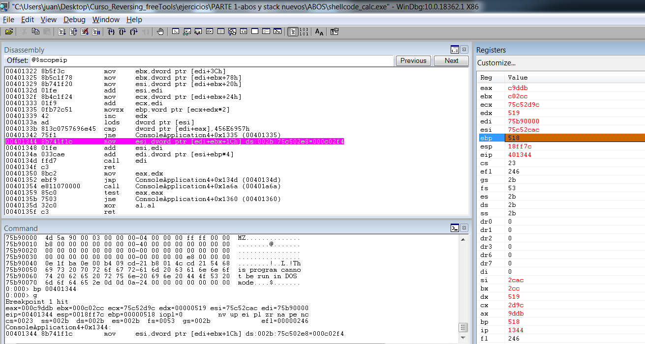 WinDBG- Diseño de ShellCodes