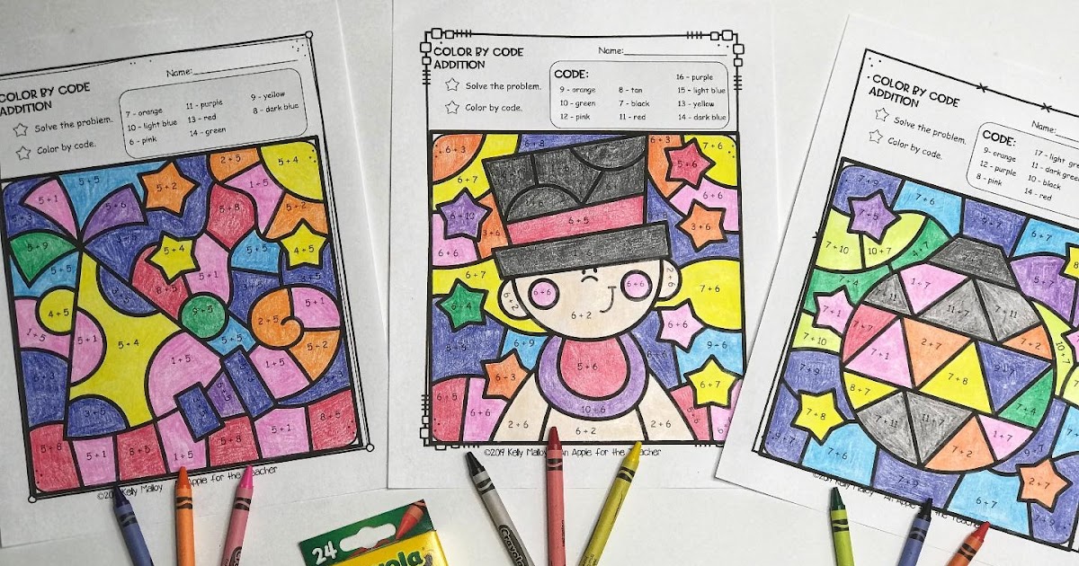 An Apple For The Teacher: New Years Color By Number Worksheets