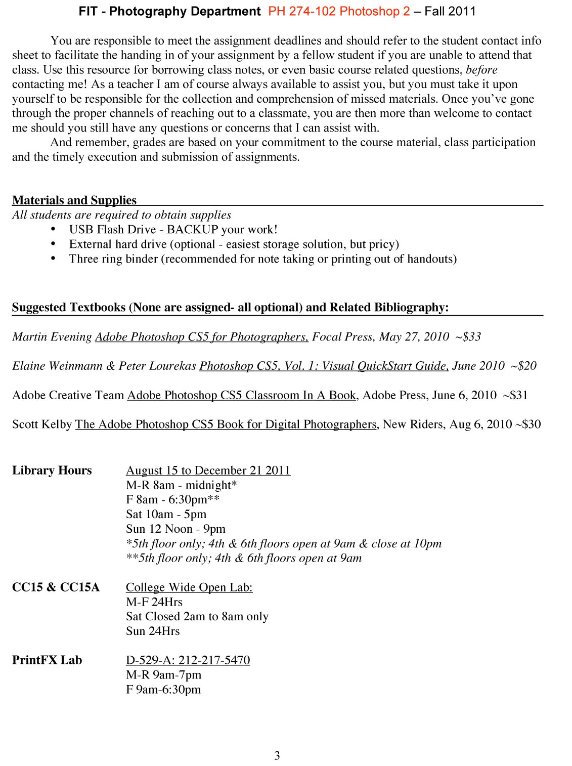 FIT 274 Photoshop 2: SYLLABUS: FIT 274-102 PS 2