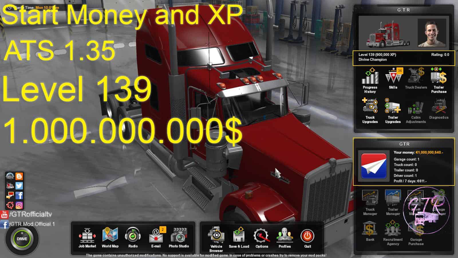 ETS 2 ULIMITED MONEY AND XP MOD FOR ETS 2 1.35